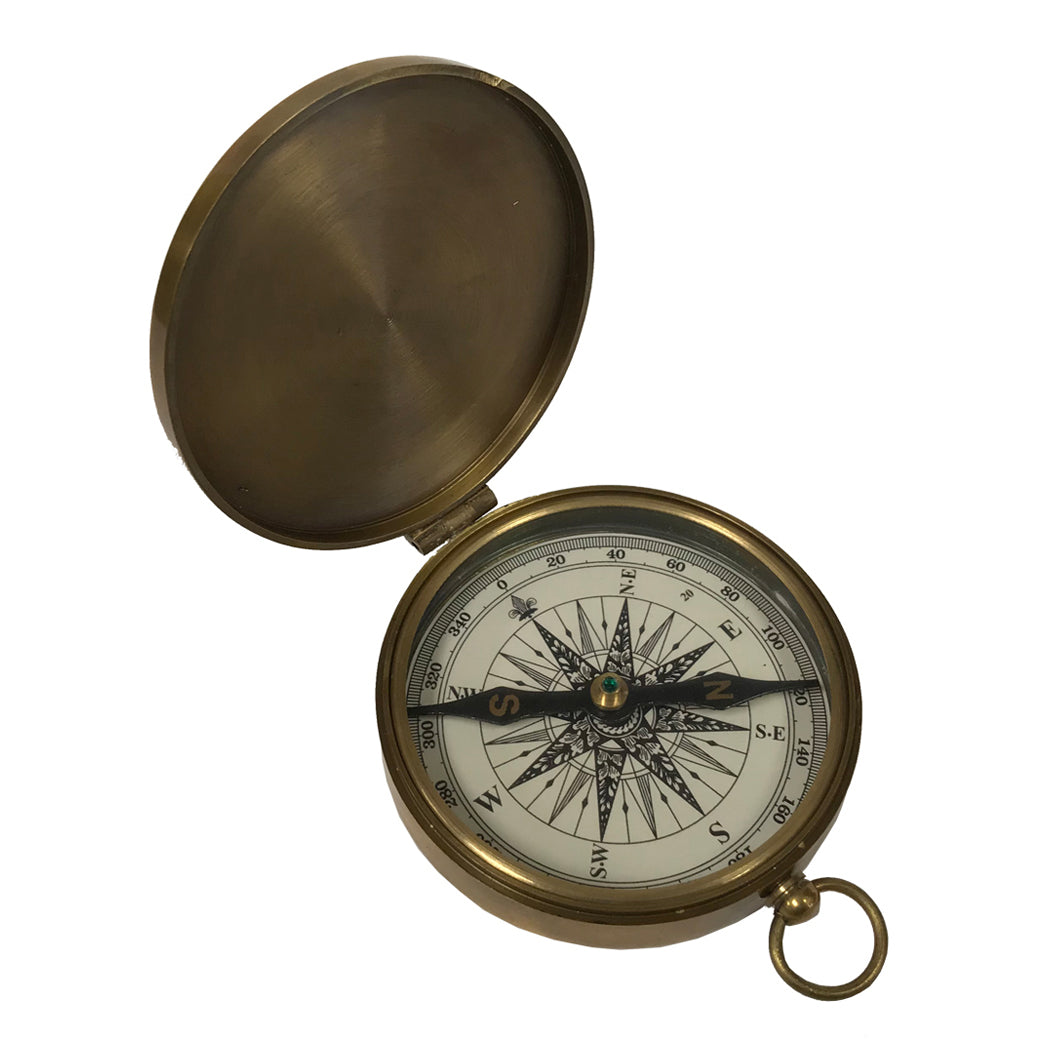 Madison Bay Co. 3″ Antiqued Brass Compass w/ Hinged Lid – RiverbendFairhope